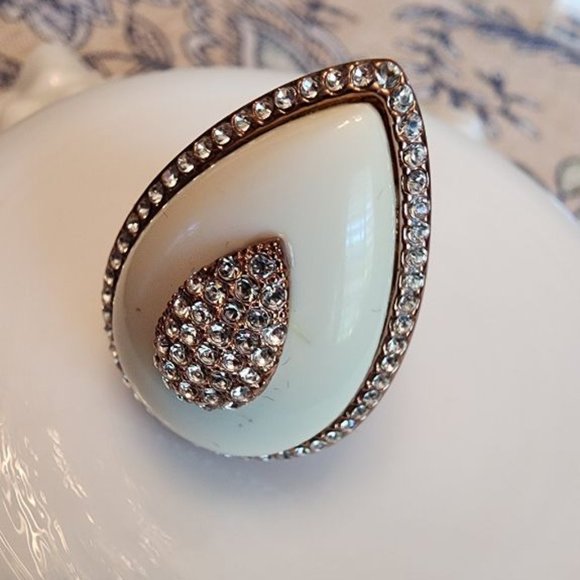 Joan Boyce | Jewelry | Joan Boyce Crystal Rose Gold Enamel Ring Size 8 ...